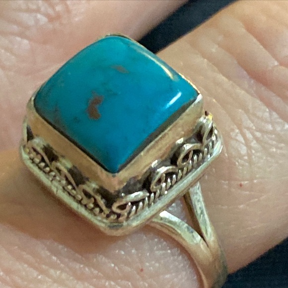 unbranded | Jewelry | Square Sterling Silver Turquoise Adjustable Ring ...